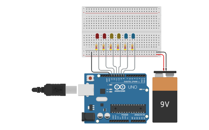 Circuit design Arduino LEDS - Tinkercad Circuit design Arduino LEDS - Tinkercad