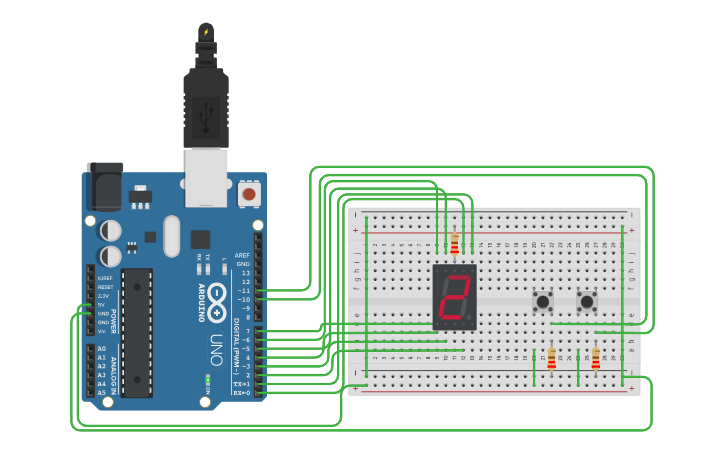 Circuit Design 7 Segment 0 9 A F 500ms Tinkercad