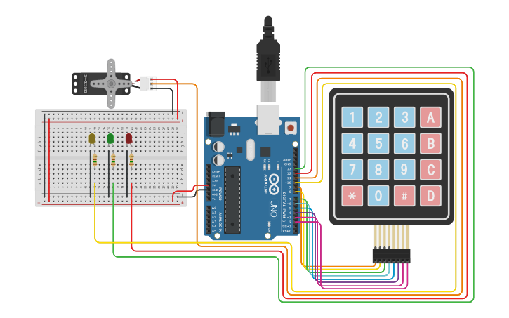 Circuit design Atividade Fechadura com Arduino - Tinkercad