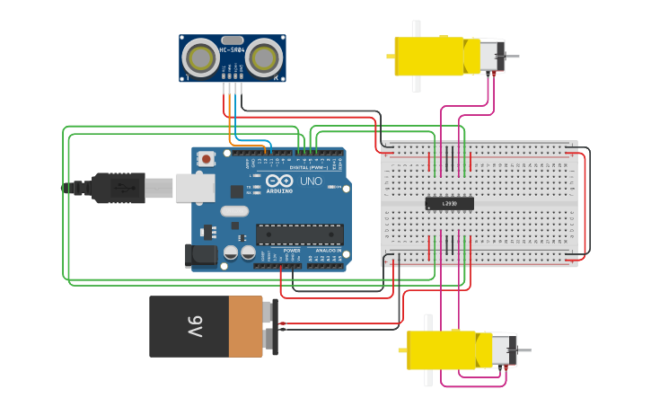 Circuit design Obstacle Avoidance Rebot - Tinkercad