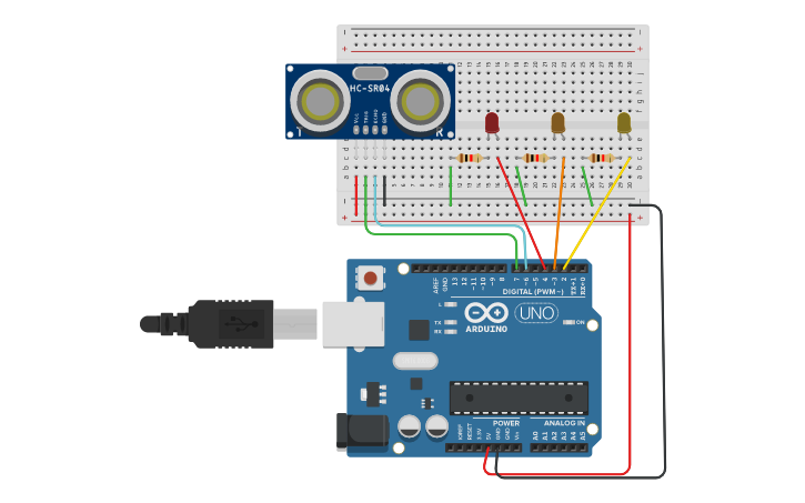 Circuit design Ultrasonic Distance Sensor | Tinkercad