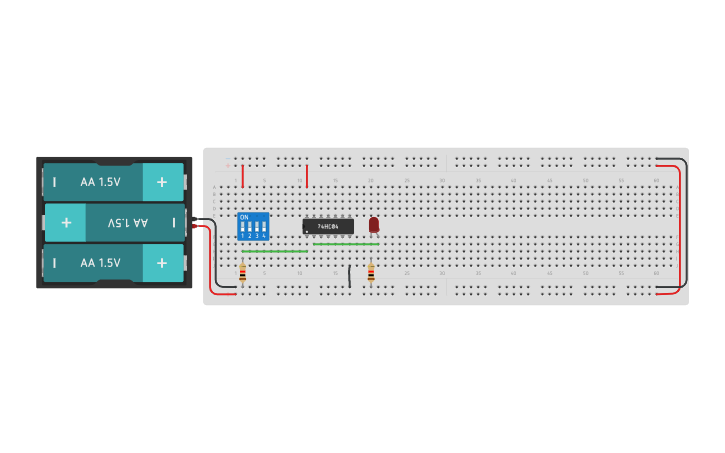 Circuit design 7404 primera clase | Tinkercad