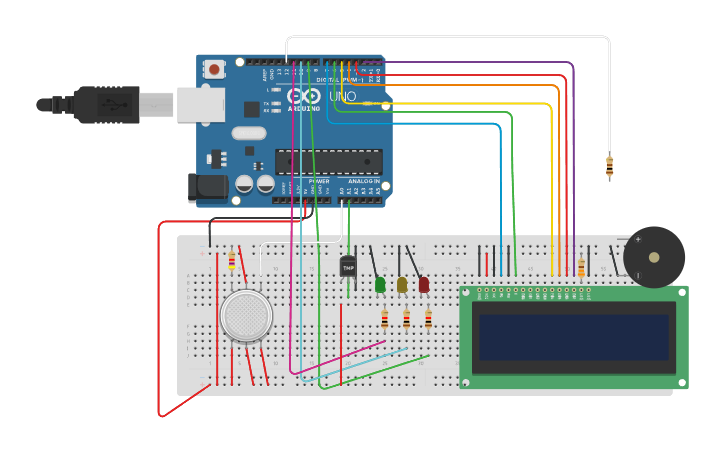Circuit design Calidad del aire - Tinkercad