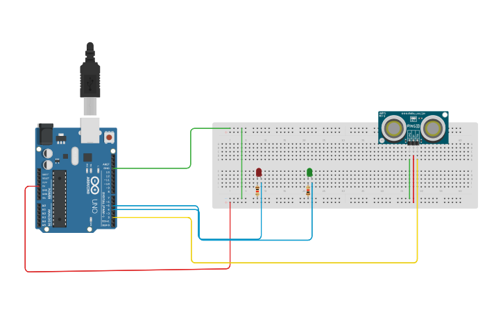 Circuit Design Ultrasonic Sensor Tinkercad