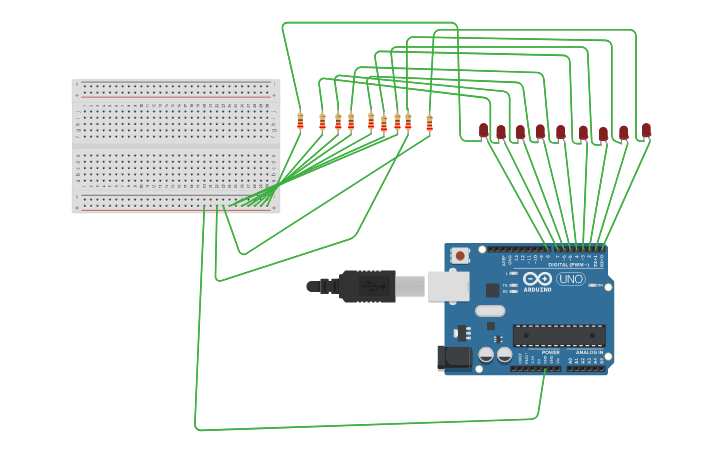 Circuit design knight rider circuit | Tinkercad