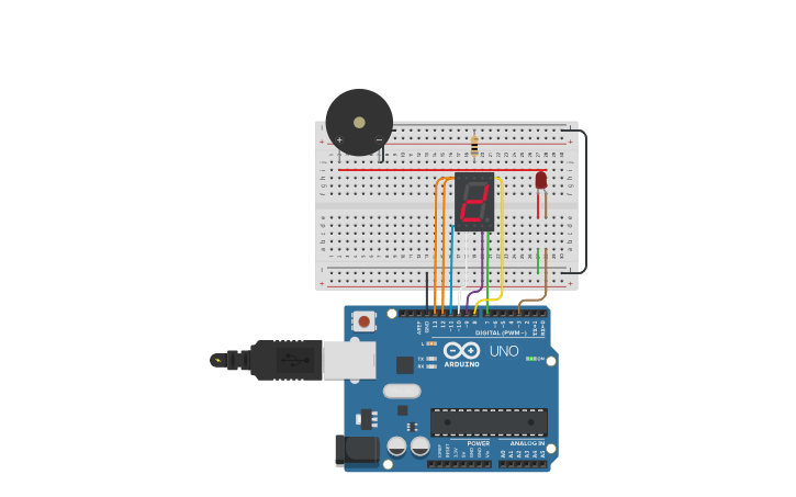 Circuit design Bomb circuit connected with a timer - Tinkercad