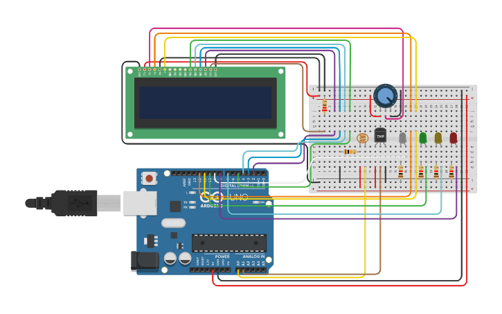 Circuit design Estación Meteorológica - Tinkercad