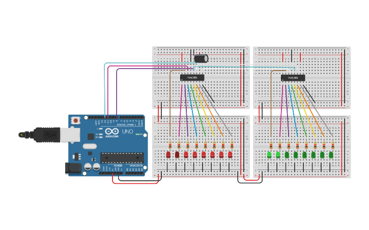 Circuit design SHIFT REGISTERS_EF - Tinkercad