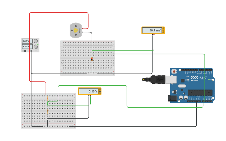 Circuit Design Mesure De Courant Et Tension Moteur Tinkercad
