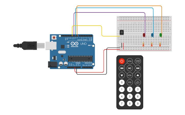 Circuit design LIGAR O LED PELO CONTROLE - Tinkercad Circuit design LIGAR O LED PELO CONTROLE - Tinkercad
