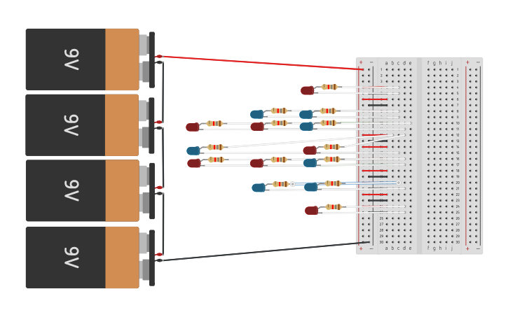 Circuit design Circuito en paralelo LED 4 | Tinkercad