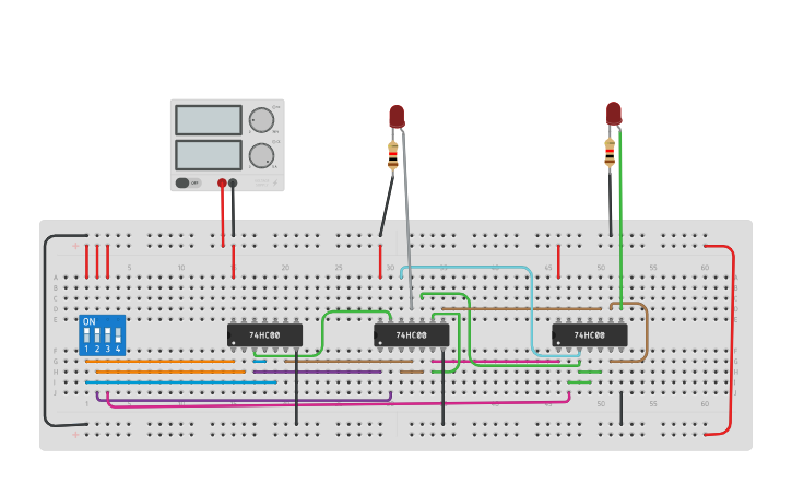 Circuit design FULL ADDER USING NAND - Tinkercad