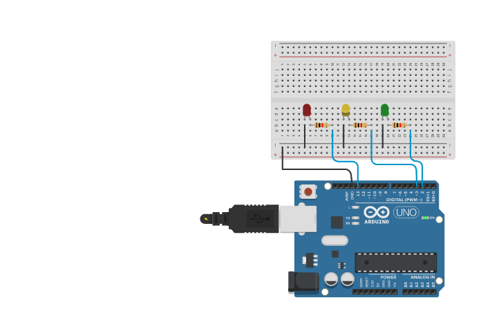 Circuit design lampu lalu lintas dengan arduino uno - Tinkercad