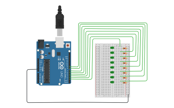 Circuit design Scrolling LED - Tinkercad