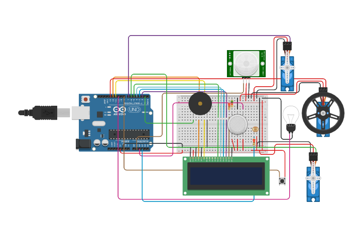 Circuit design Sistema de seguridad Museo - Tinkercad