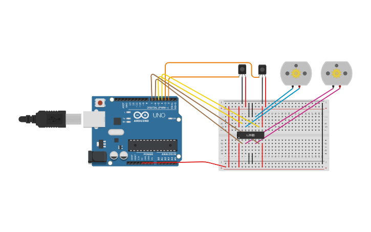 Circuit design Line Follower - Tinkercad