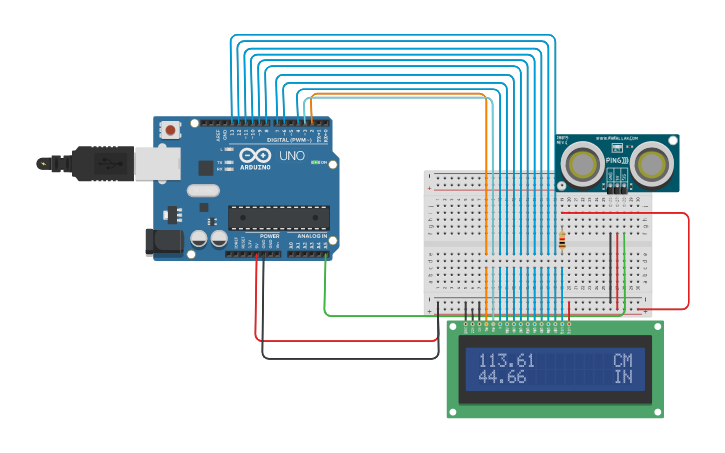 Circuit design Kelompok 12 Sensor Ultrasonic Distance | Tinkercad Circuit design Kelompok 12 Sensor Ultrasonic Distance | Tinkercad