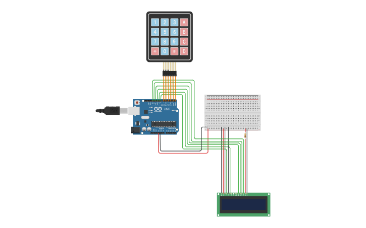 Circuit design Teclado com LCD | Tinkercad