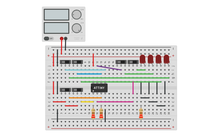 Circuit Design Attiny Multiplexer Tinkercad
