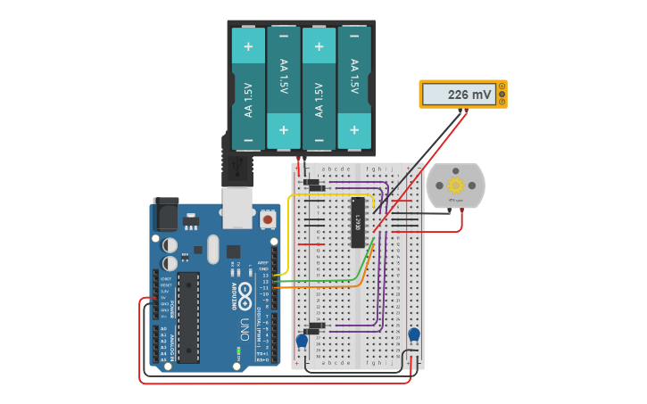 Circuit design Bi-Directional DC Motor Experiment | Tinkercad