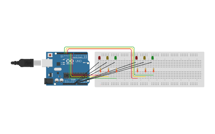 Circuit design Traffic Lights Task 1 - Tinkercad