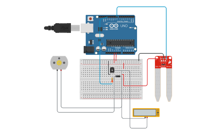 Circuit design Auto - Plant Water Pump - Tinkercad