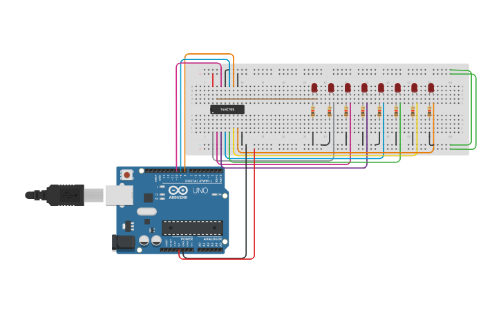 Circuit design shift register part-1 | Tinkercad