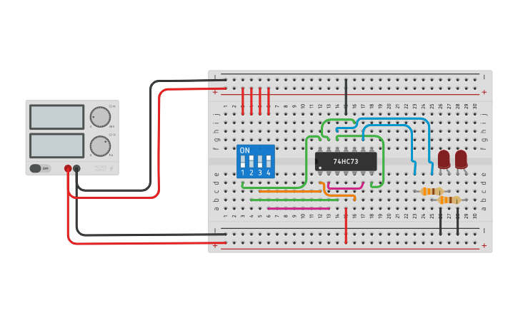 Circuit design FLIP FLOP - Tinkercad