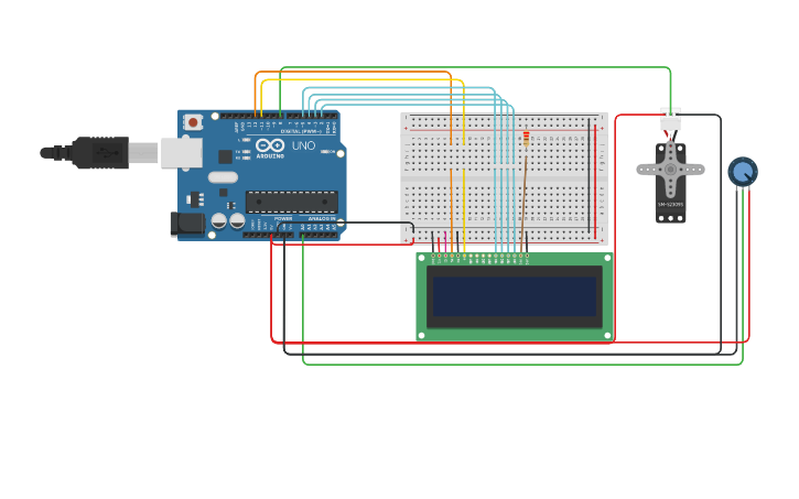 Circuit Design Control Servo Using Potentiometer Tinkercad