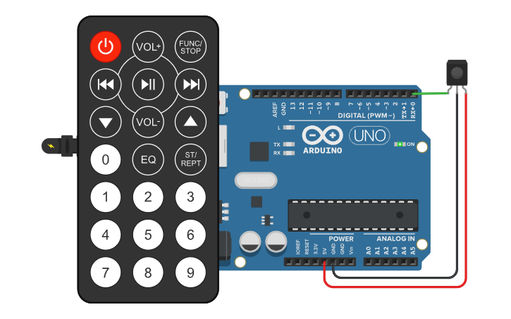 Circuit design Lesson 14 IR Receiver Module - Tinkercad