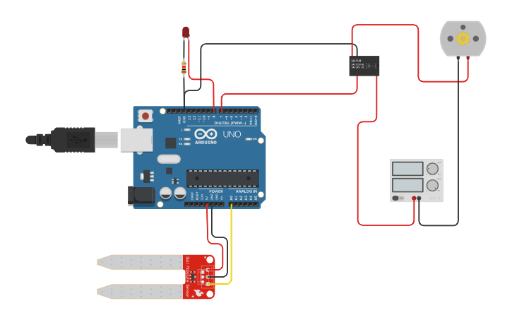 Circuit design Smart Plant Watering System - Tinkercad