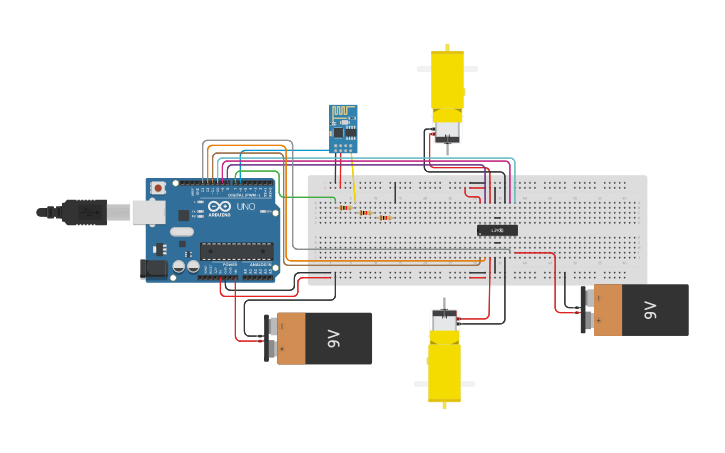 Circuit design FATİH BAYRAK BİLSEM bluetooth ile araba - Tinkercad