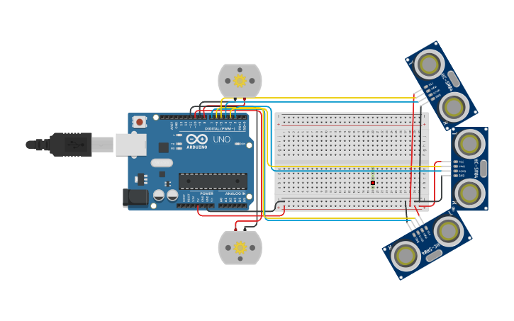 Circuit design Robot Avoider - Tinkercad