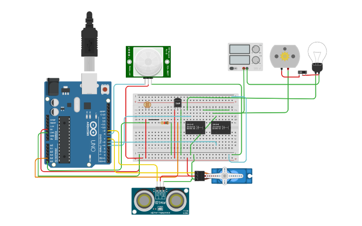 Circuit design Smart Building Monitoring System | Tinkercad