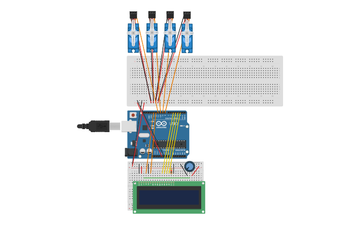 Circuit Design Arduino Lcd Servo Tinkercad