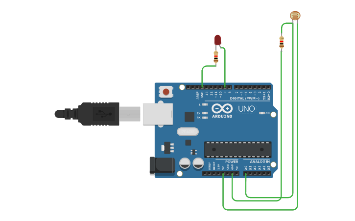 Circuit design Light Sensitive Sensor - Tinkercad