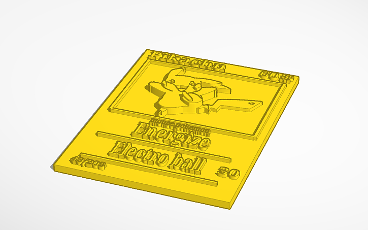 3D design Pickachu pokemon card - Tinkercad