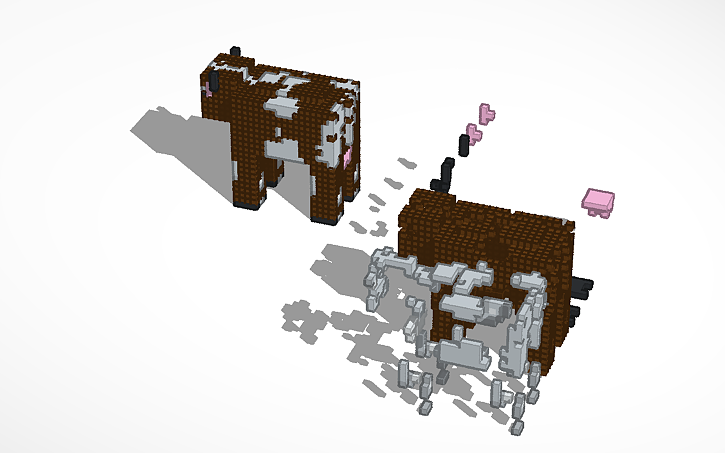 3D design Partly Colored Minecraft Cow - Tinkercad