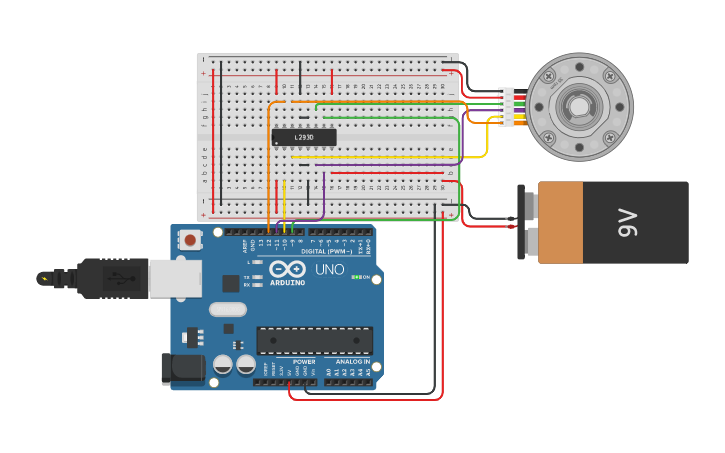 Circuit design Control de motor paso a paso - Tinkercad Circuit design Control de motor paso a paso - Tinkercad