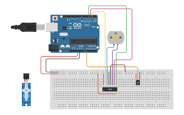 Circuit design Copy of Arduino, Bi-directional DC Motor, L293D IC, Temp ... Circuit design Copy of Arduino, Bi-directional DC Motor, L293D IC, Temp ...