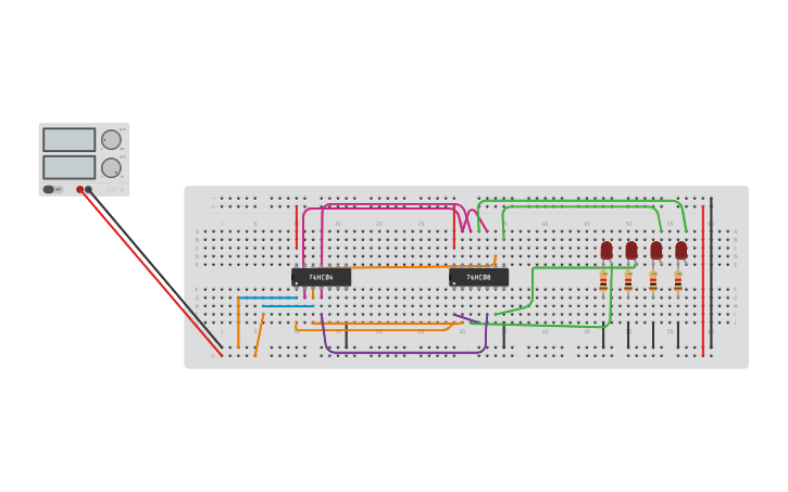 Circuit design 5. 2 to 4 Decoder - Tinkercad