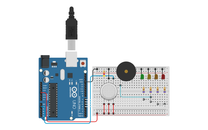 Circuit Design Sensor De Gás Tinkercad