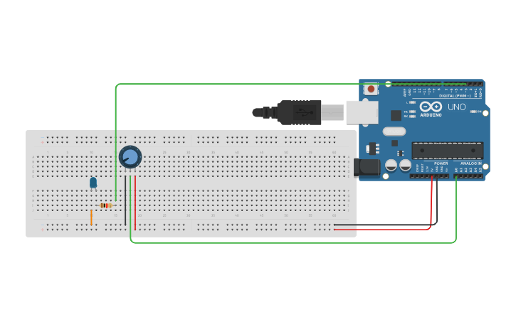 Circuit design Led con potenciometro | Tinkercad