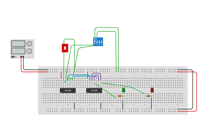 Circuit design SR-FF | Tinkercad