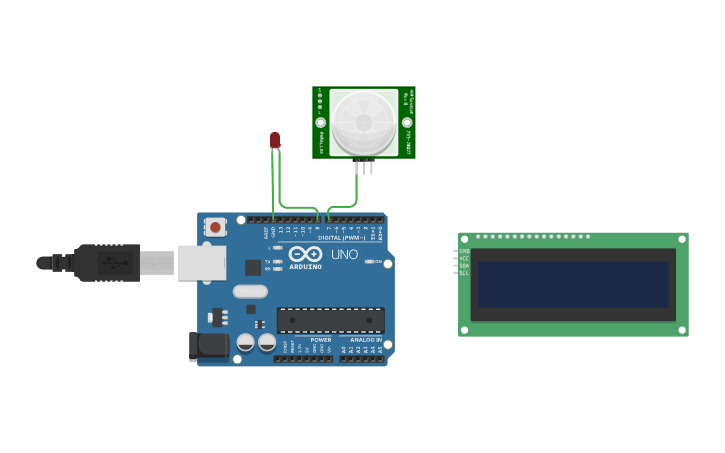 Circuit design I2C PIR ĐANG THIẾU BUTTON - Tinkercad