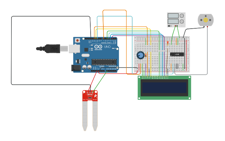 Circuit design Copy of Copy of smart agriculture - Tinkercad