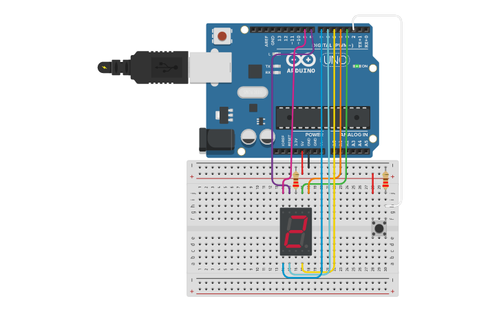 Circuit design un boton - Tinkercad