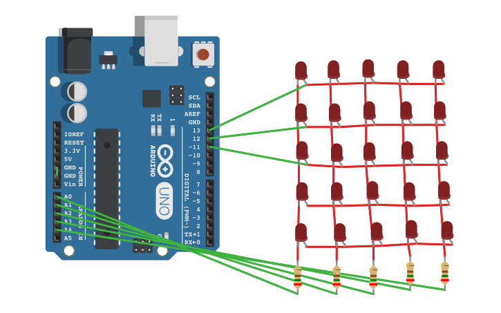 Circuit design led matrix test - Tinkercad