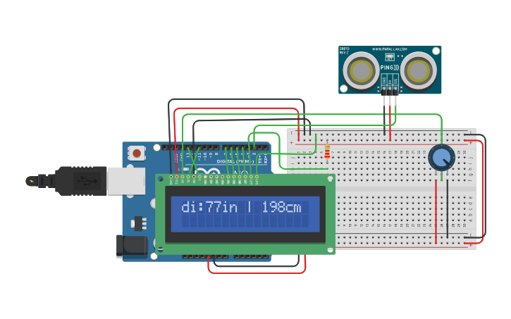 Circuit design Distance Displaying Device | Tinkercad