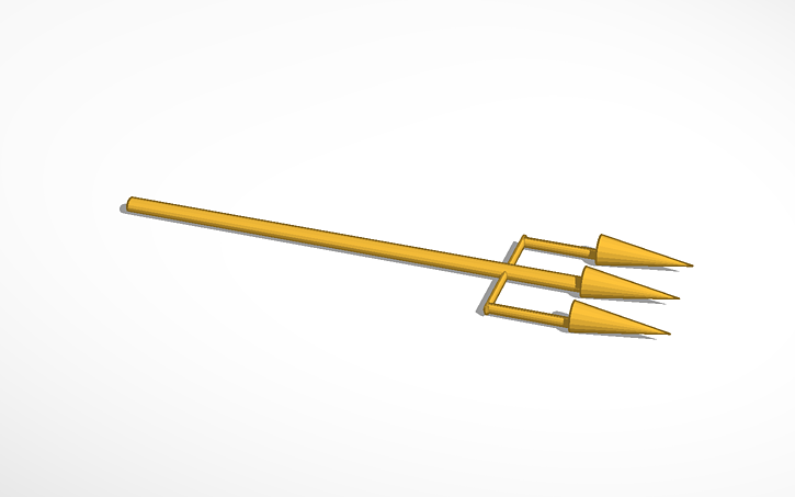 3D design golden trident - Tinkercad